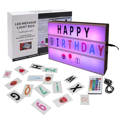 Cinema Light Box - A4 Size 16 Color Changing Light Up Message Board ...