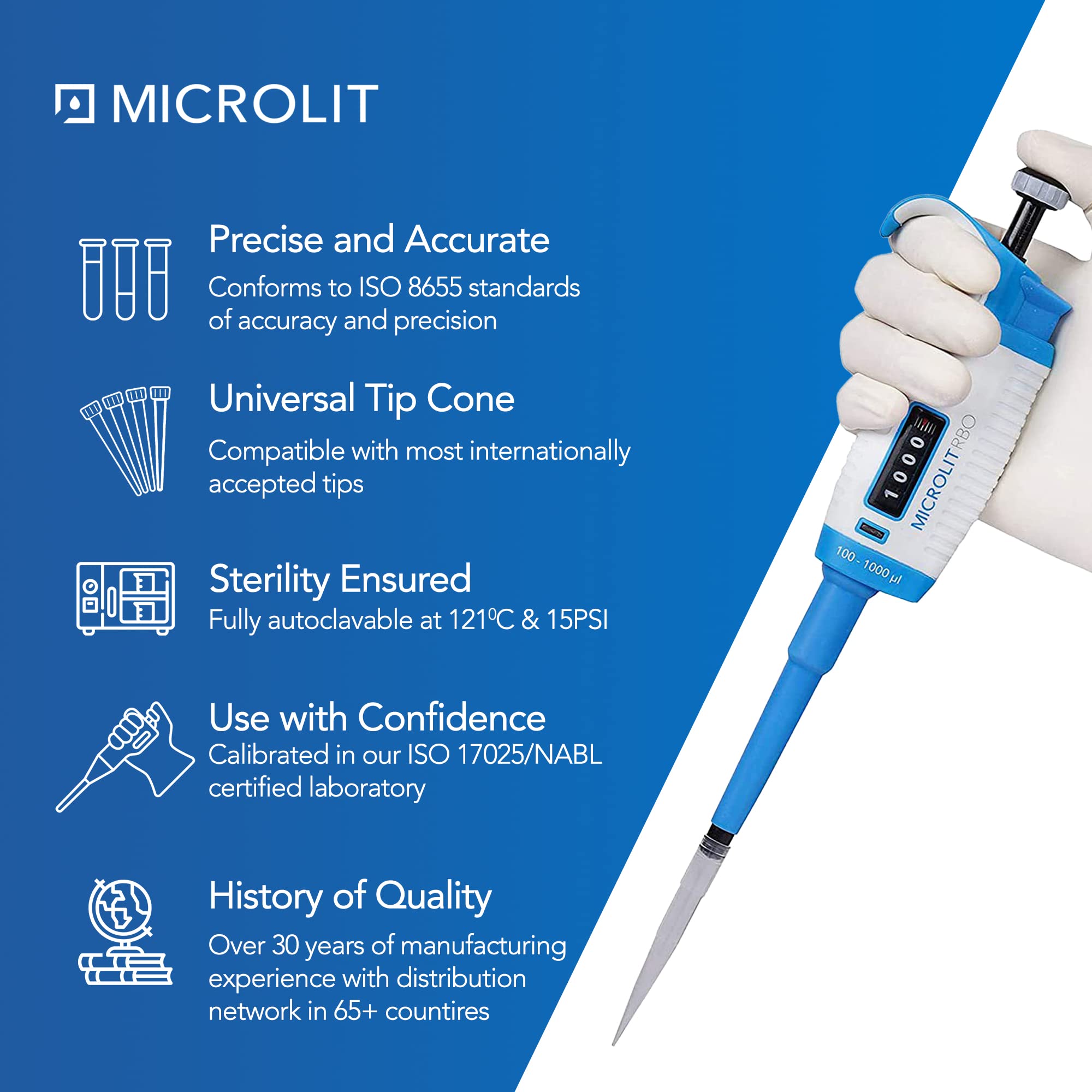Mua MICROLIT - 3-Piece Pipettes Set, Pipettes with Adjustable Volume ...