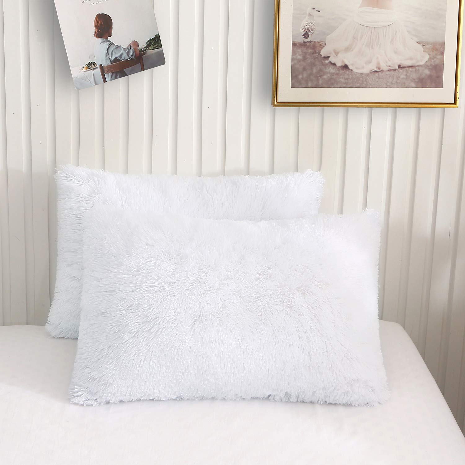 XeGe Faux Fur Throw Pillow Cases, Plush Shaggy Ultra Soft Pillow Covers ...