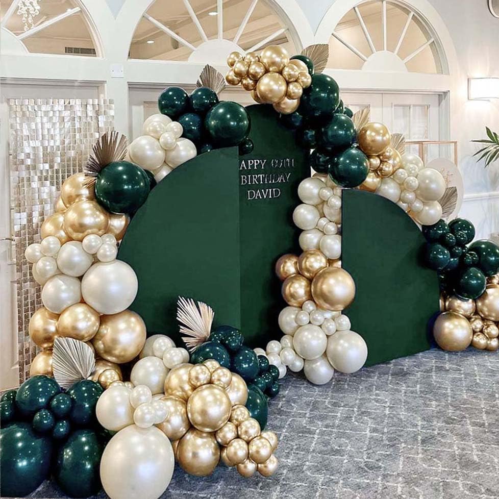 Emerald Green Balloon Garland Double Stuffed Dark Green White Pearl ...