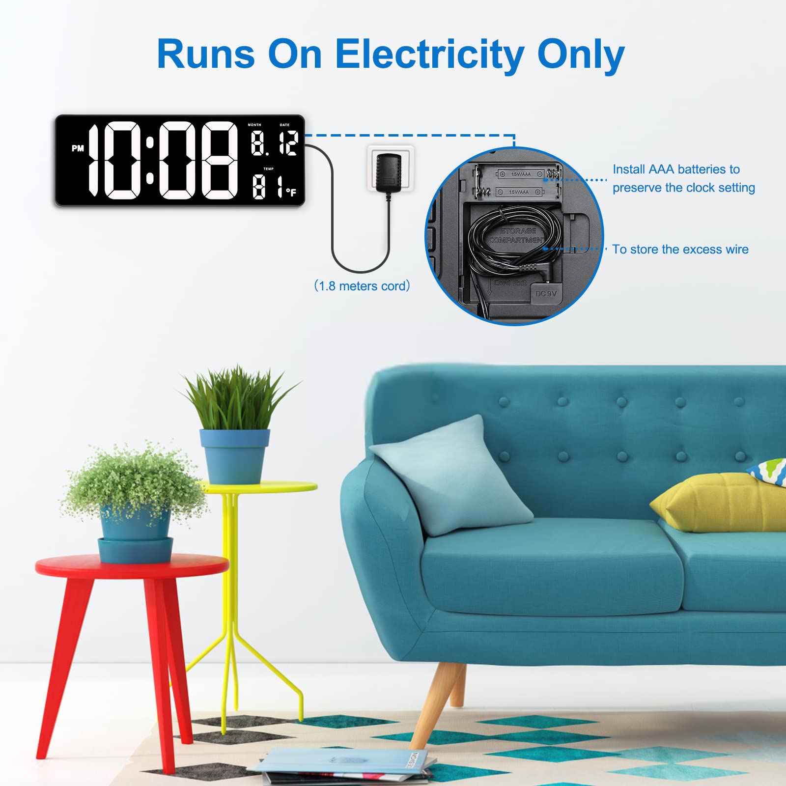 Mua DreamSky 15.5" Large Digital Wall Clock with Jumbo Big LED Number ...