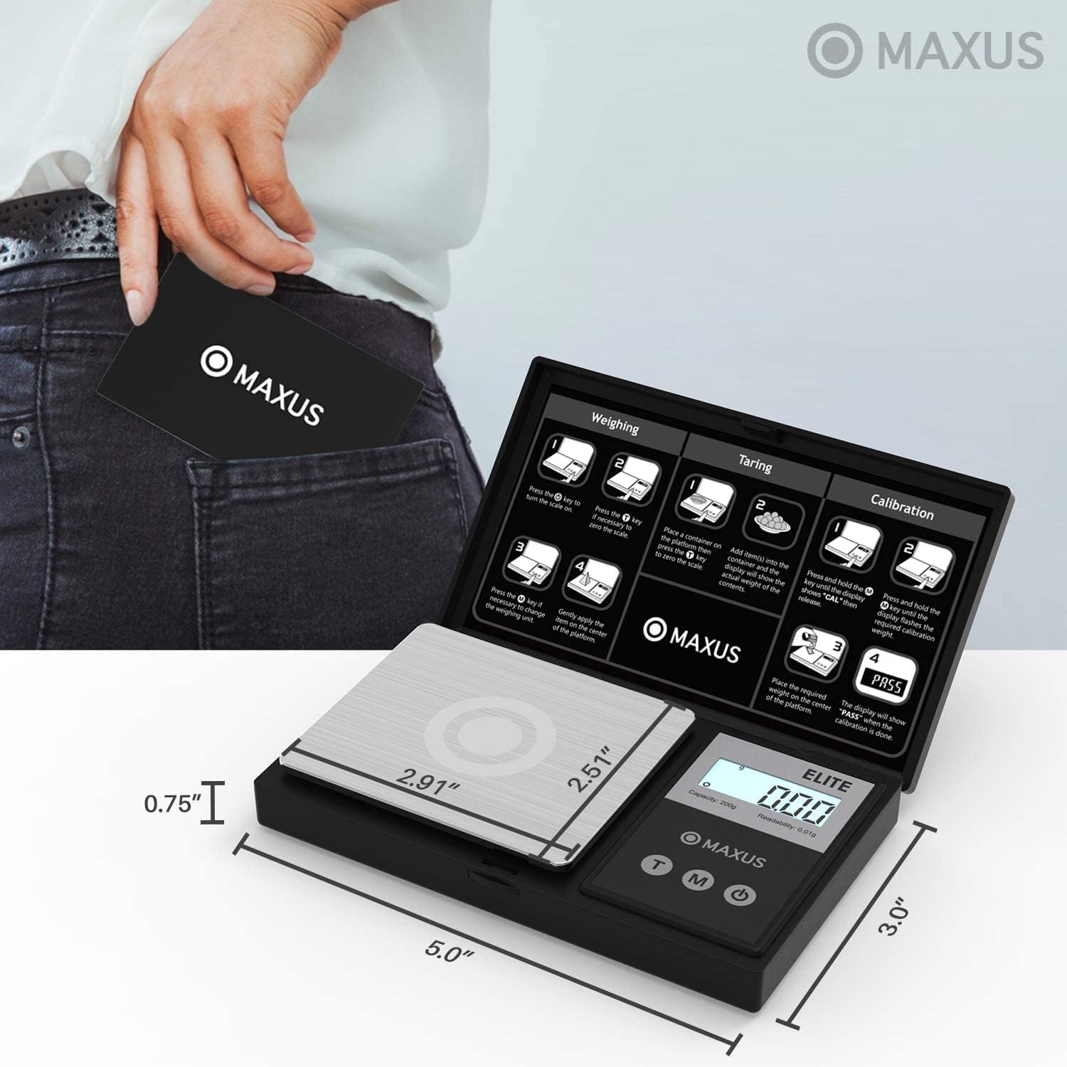 Mua MAXUS Precision Pocket Scale 200g x 0.01g, Digital Gram Scale with Tray, Small Food Scale ...