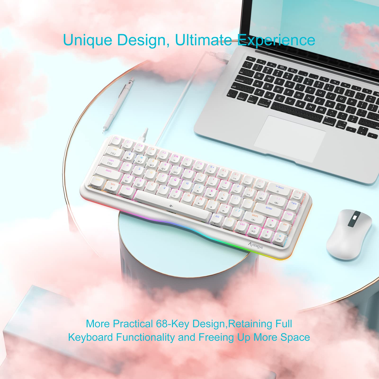 Mua KEMOVE K68se Mechanical Gaming Keyboard, 65% Flat White Keyboard ...