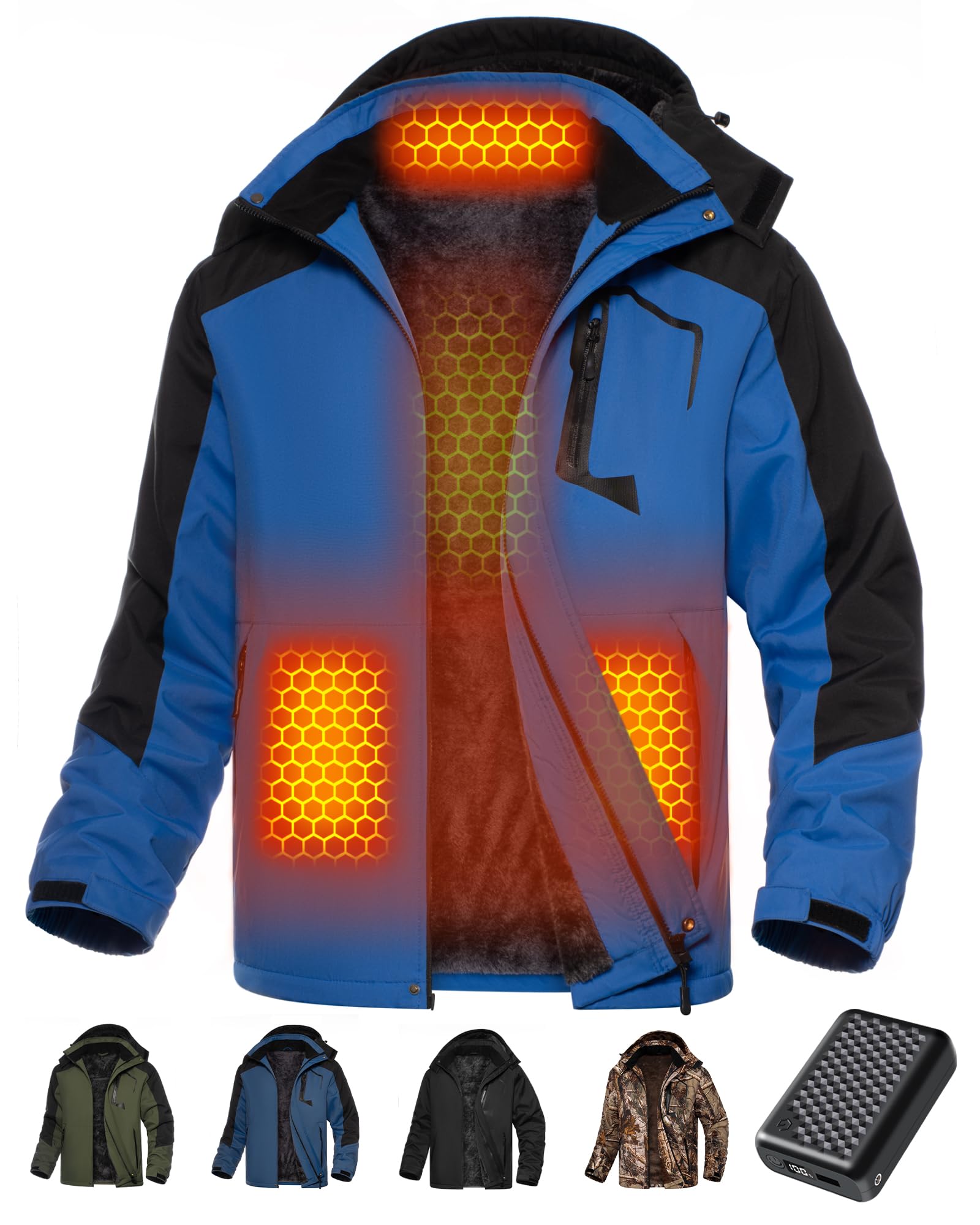 Mens Heated Jacket Graphene Electric Warming Coat Winter Travel Gear ...