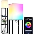 SUNMORY Floor Lamp with Shelves, RGB Light Dimmable Standing Lamp with ...