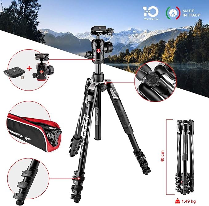 Manfrotto MKBFRLA4BK-BH Befree Travel Tripod, Lever: Amazon.co.uk: Camera & Photo