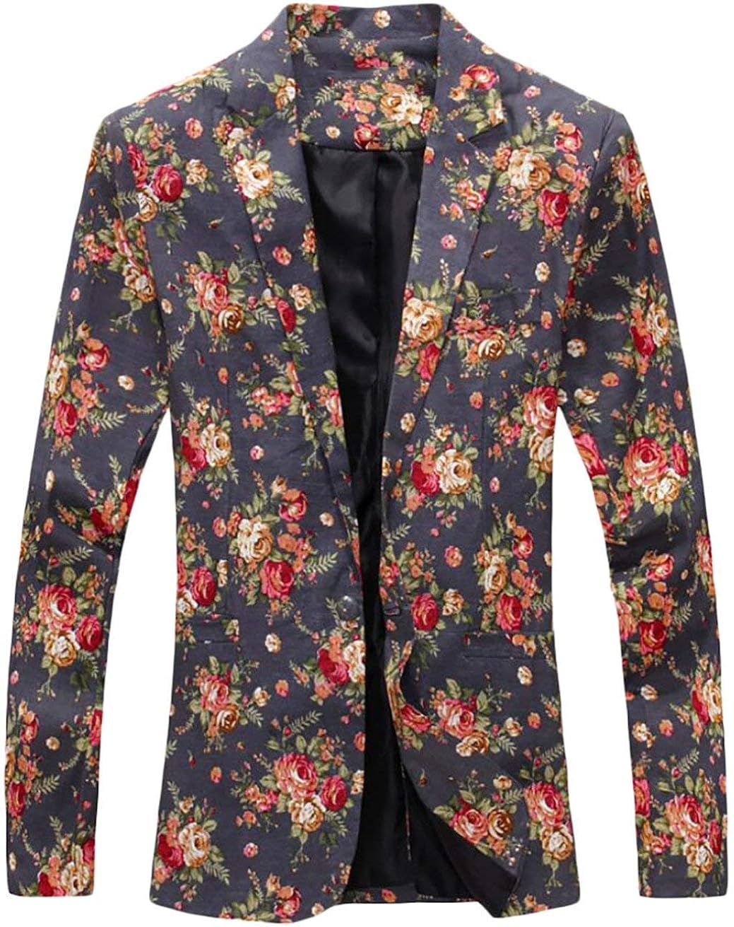 Mieuid Men's Blazer Coat Floral Print Blazer Wedding Elegant Slim Fit ...
