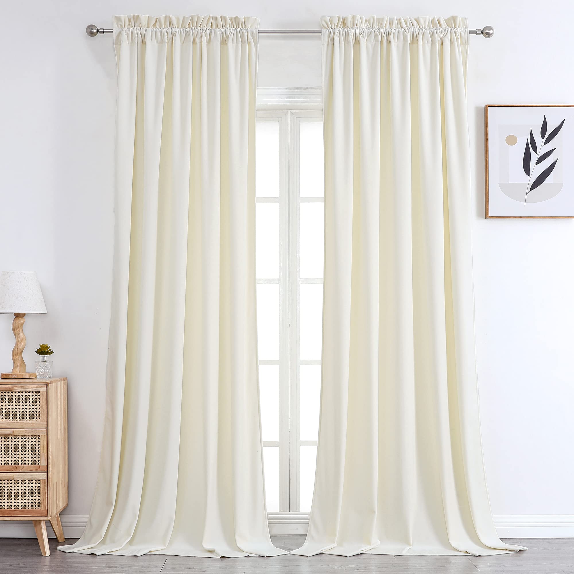 Benedeco Ivory White Velvet Curtains for Bedroom Window, Super Soft ...