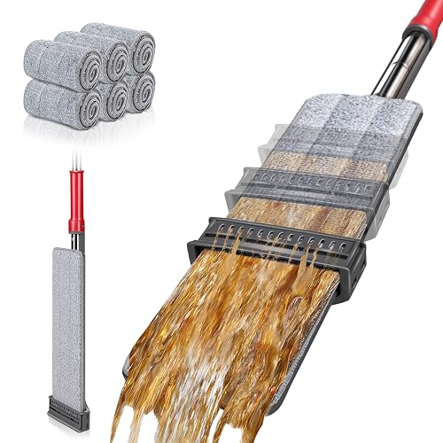 ZNM Self Wringing Flat Mop, Hands Free Microfiber Floor Mop - 6 ...
