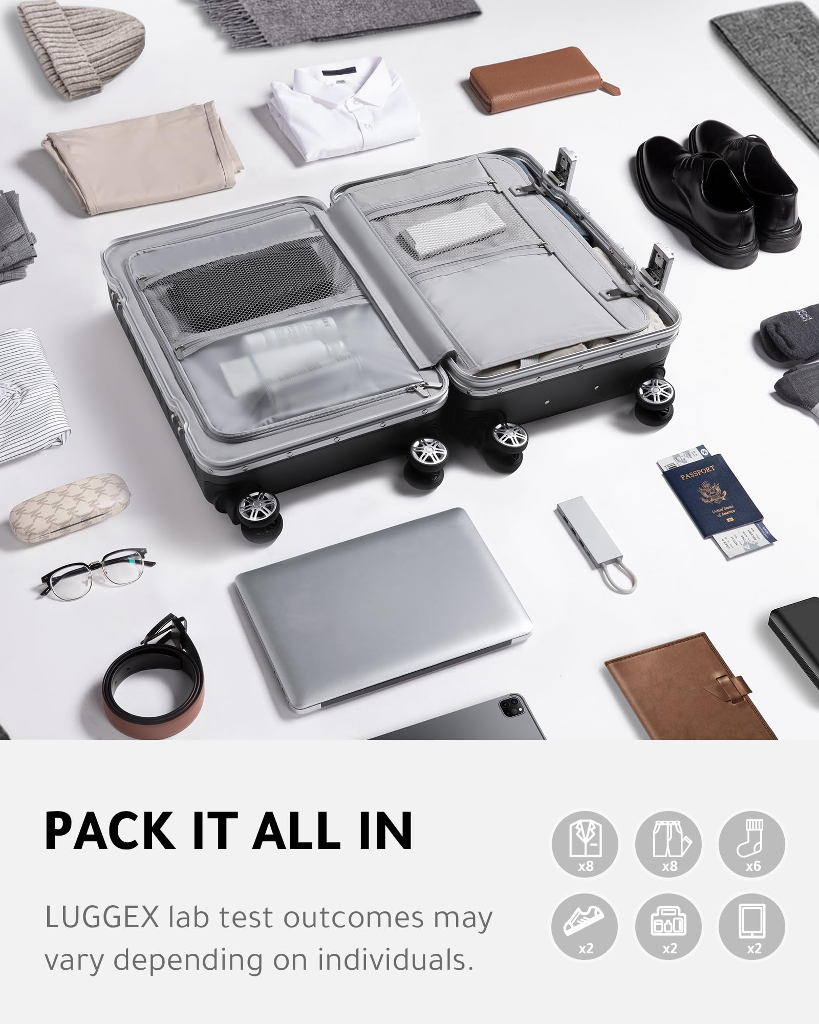 Mua LUGGEX Carry On Luggage with Aluminum Frame, Polycarbonate ...