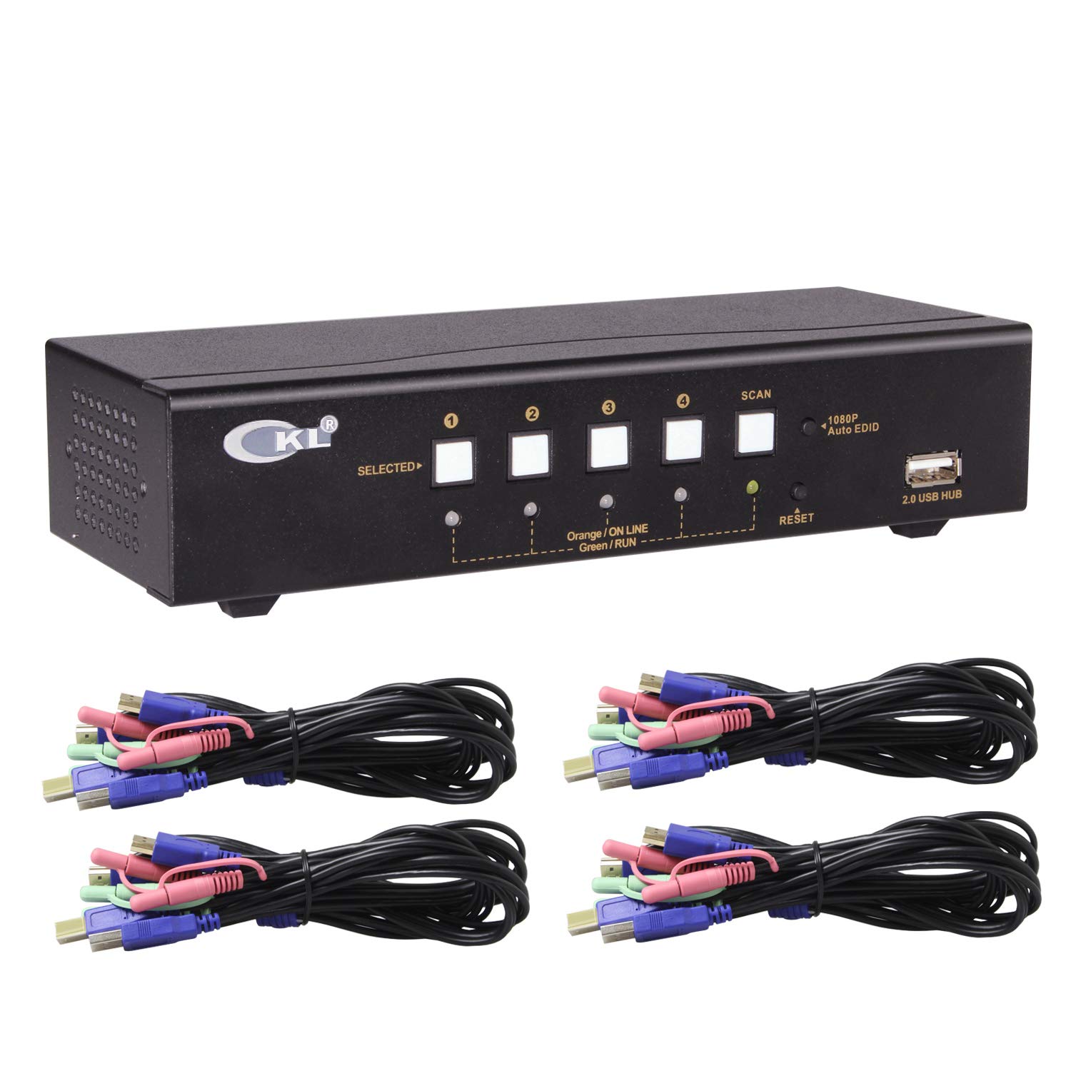 Buy HDMI KVM Switch 4 Port Dual Monitor Duplicated Display, CKL HDMI ...