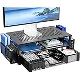 Amazon.com: Ekisemio Desk File Organizer, 2 Pack 2 Tier Metal Computer ...