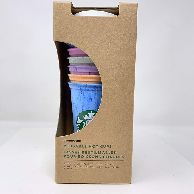 Amazon.com: Starbucks Reusable Hot Cup Collection Pack Of 6 W/Lids 16 ...