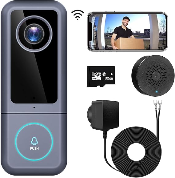 Amazon.com : WiFi Video Doorbell Camera(Wired), Morecam 2K Ultra HD ...