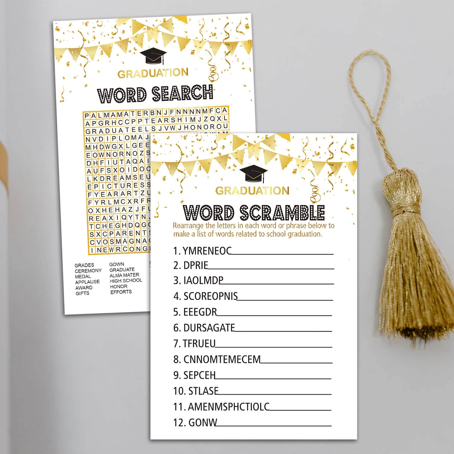 50 Graduation Party Game Cards-Grad Party Supplies Decorations ...