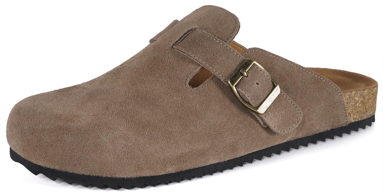 Intini Suede Clogs for Mens Womens Leather Clogs Adjustable Buckle Cork ...