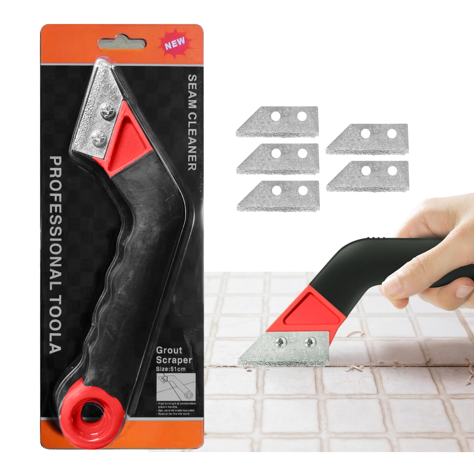 Ywmoml Grout Removal Tool with 5 Replacement Blades, Angled Tile Grout ...