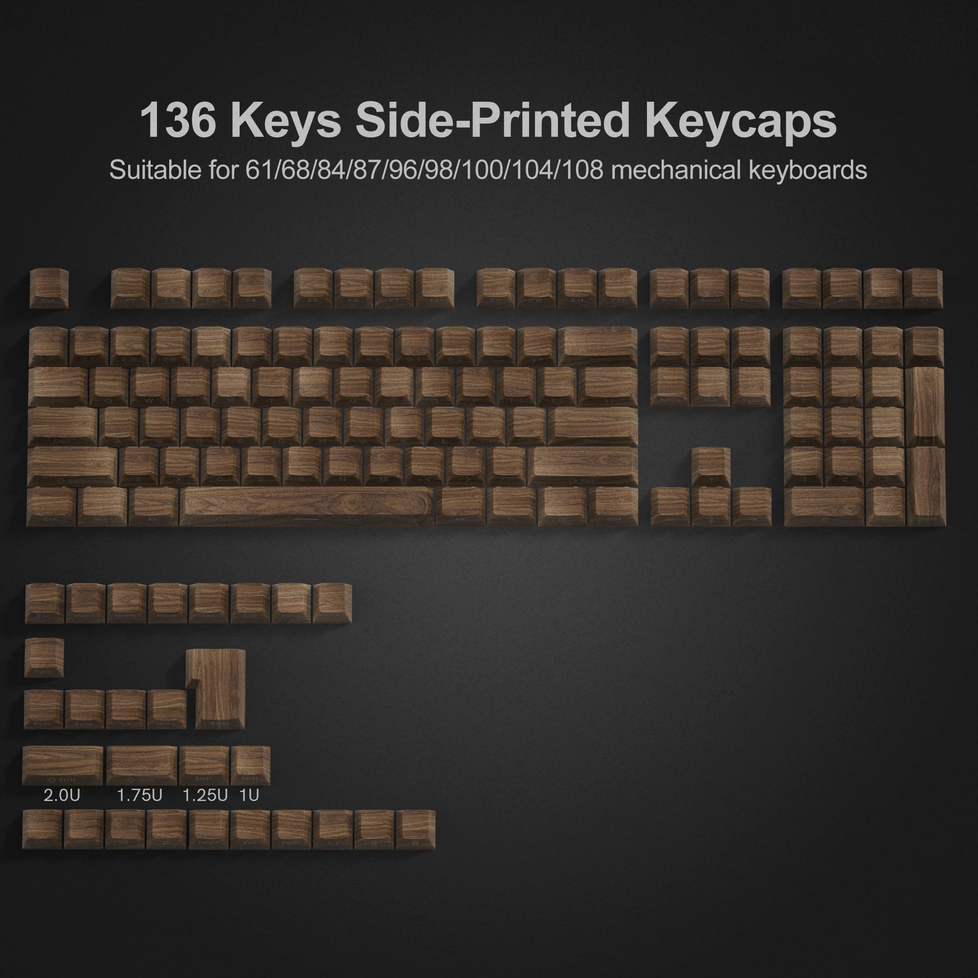 Mua Side Printed-PBT keycaps,Brown Double Shot keycaps,Shine Through ...