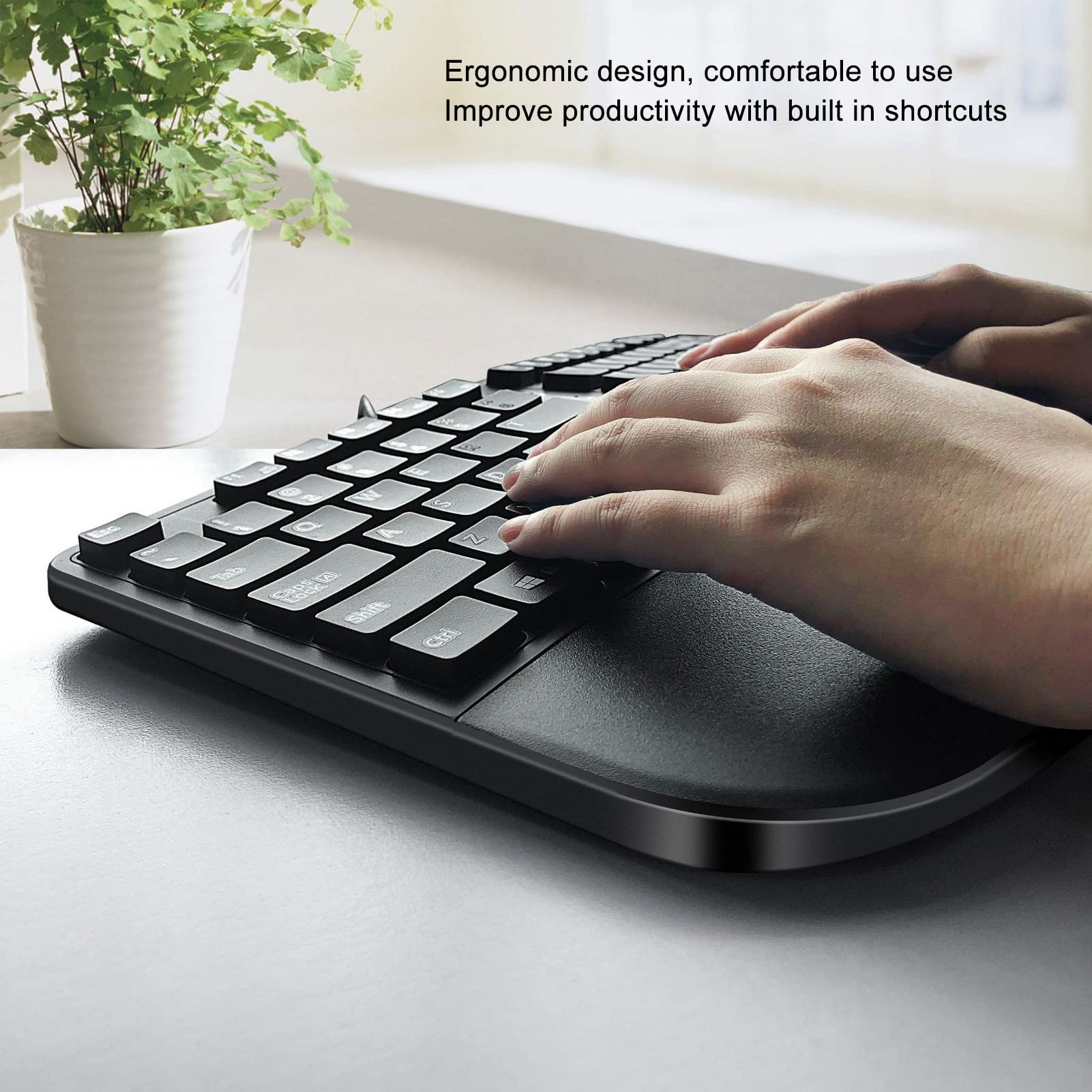 Mua Ergonomic Keyboard, 87 Keys, Wired Keyboard with Palmrest, Built-in ...