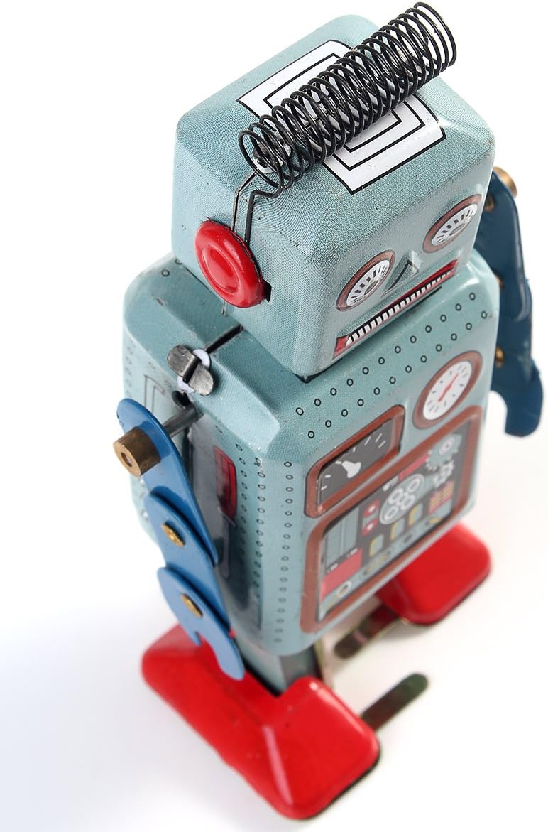 Bei wang Clockwork Wind Up Metal Walking Robot Tin Toy Retro Vintage ...