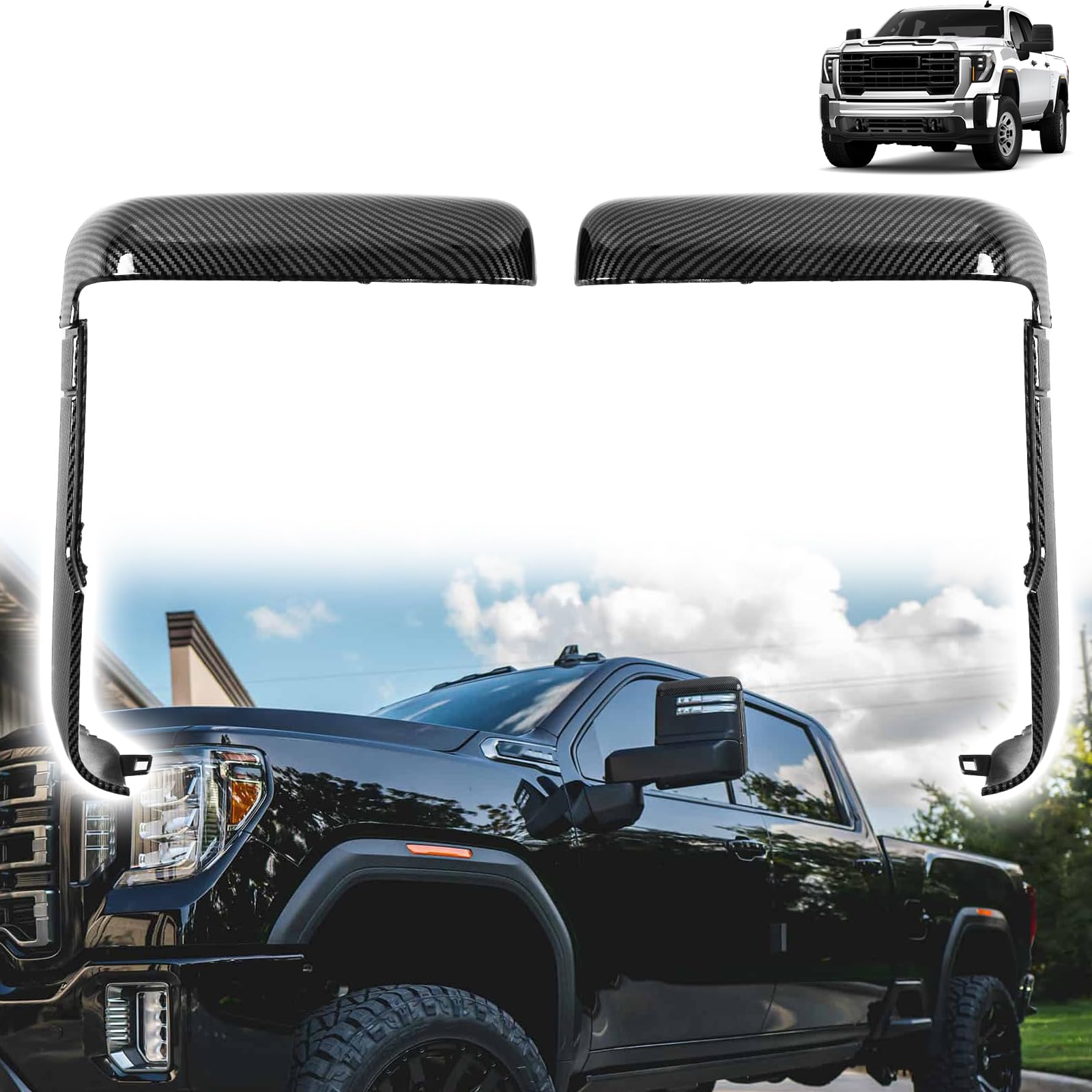 AMSPRAC Upgraded Tow Mirror Caps fit for Chevy Chevrolet Silverado GMC ...