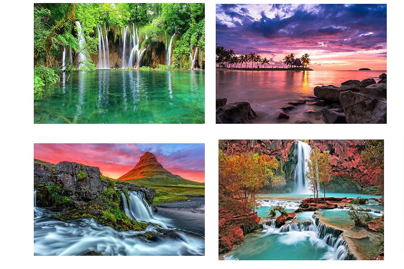 Nature Wall Sticker Poster Combo|Waterfall|Sunset View Poster|Nature ...