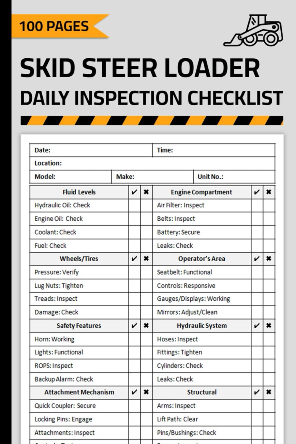 Mua Skid Steer Loader Daily Inspection Checklist: Skid Steer Pre-Use ...