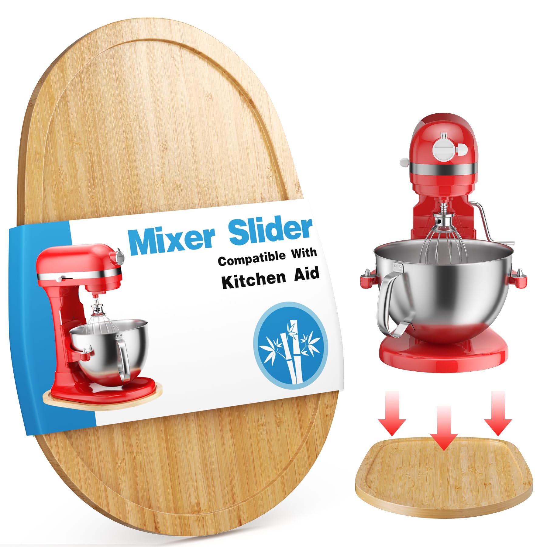 Food-Grade Bamboo Mixer Slider for KitchenAid 5-8 Qt Bowl Lift Stand ...