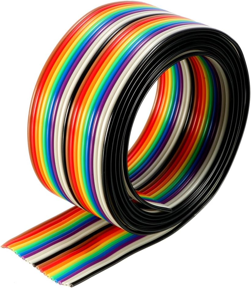 sourcingmap Flat Ribbon Cable 20P Rainbow IDC Wire 1.27mm Pitch 1 Meter ...