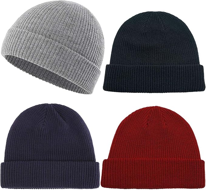 AoOnZan 4 Pack Beanie Hats Head Warmer for Men Women,Winter Outdoor ...