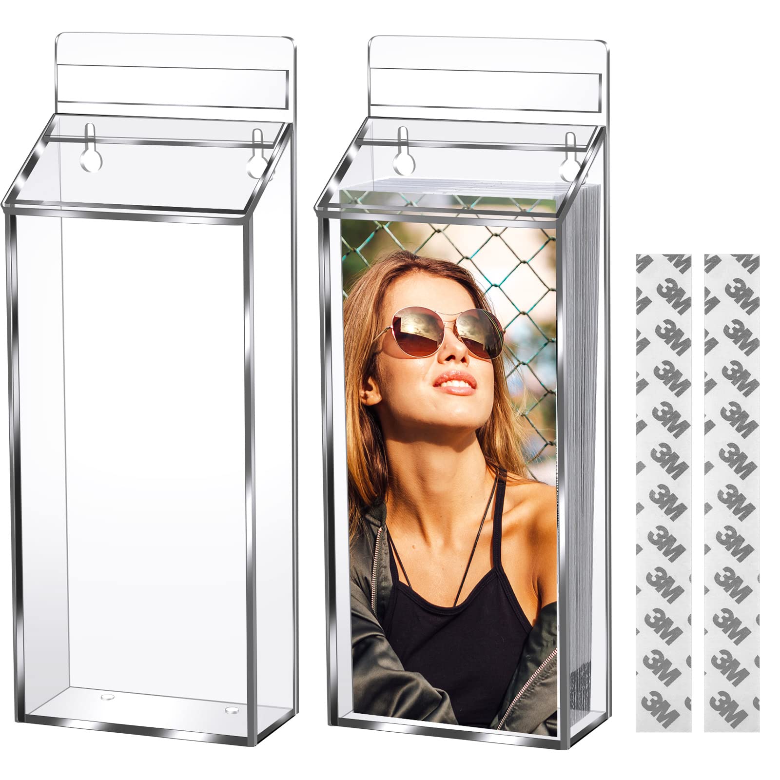 2 Pack Outdoor Brochure Holder Advertising Pamphlet Display Box with ...