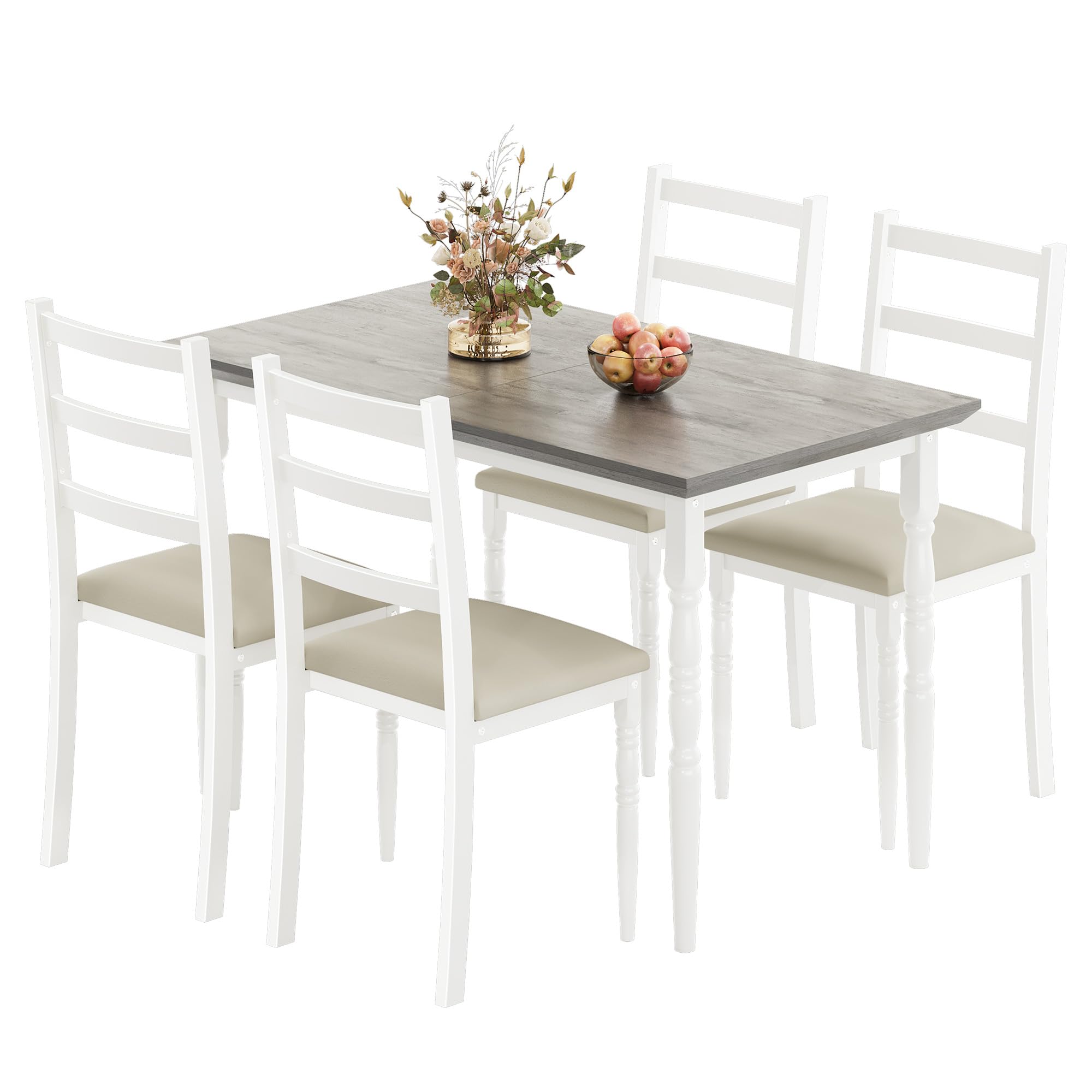 DWVO 5 Piece Dining Table Set with Upholstered Chairs Kitchen Table and ...