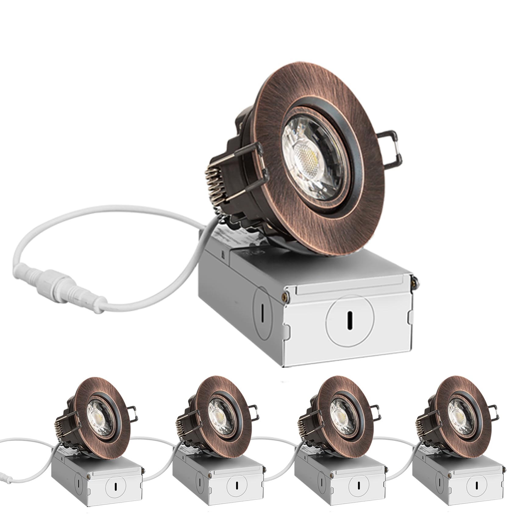 ZYC 3 Inch Recessed LED Lights - 4 Pack Oil-Rubbed Bronze Round Gimbal ...