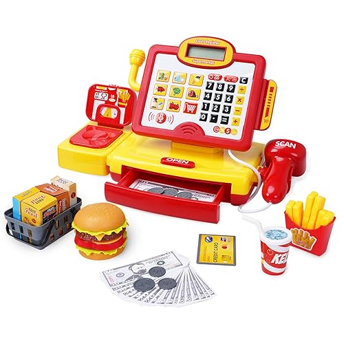 FS Toy Cash Register for Kids, with True Barcode Scanner & Calculator ...