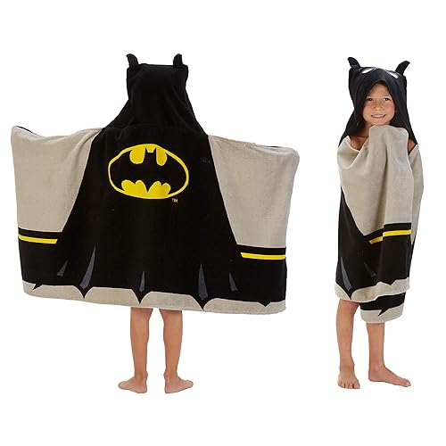 Batman Kids Bath/Pool/Beach Super Soft Cotton Terry Hooded Towel Wrap ...