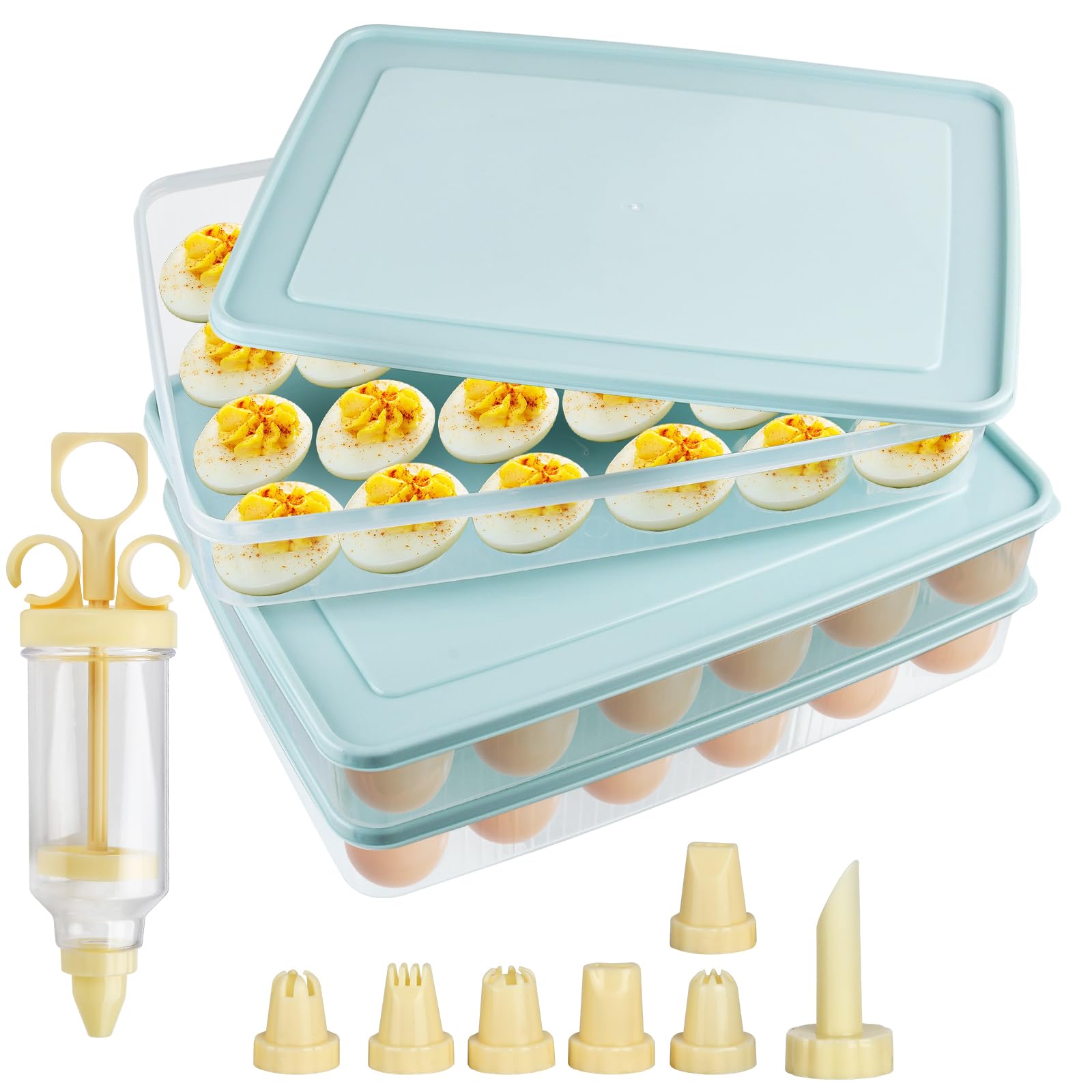 Akamino 3 Pcs Deviled Egg Containers with Lid,72 Count Plastic Egg ...