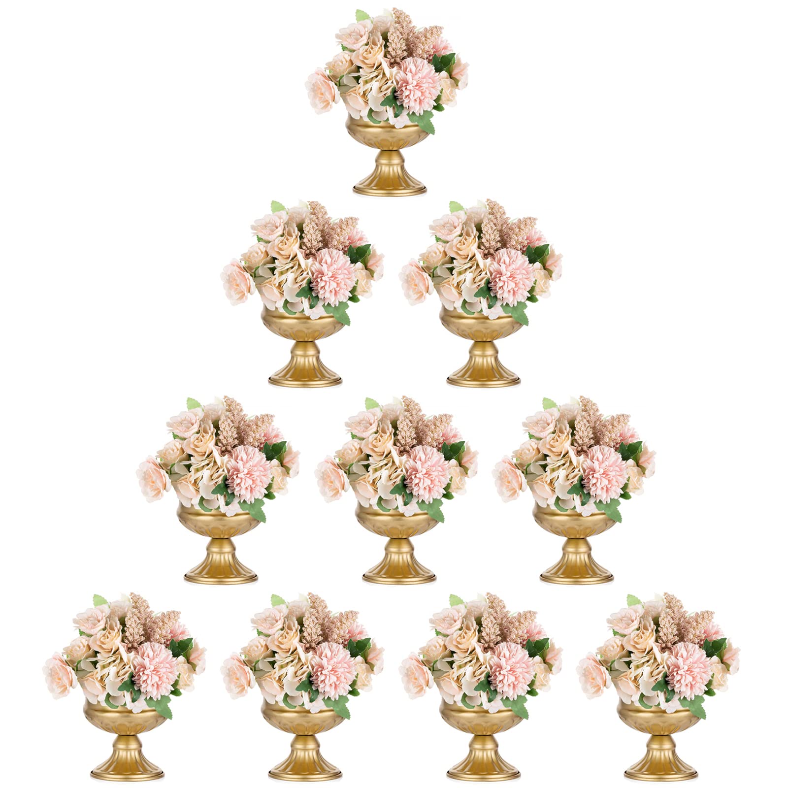 Metal Vases for Table Centerpieces, Hewory Gold Compote Pedestal Vase ...