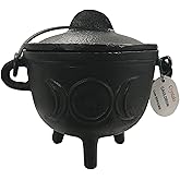 Amazon.com: Cauldron -5.25 Inch Triple Moon Cast Iron Cauldron with Lid and Handle - Perfect ...