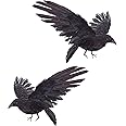 Amazon.com : 2-Pack Realistic Crows Lifesize Extra Large Handmade Black ...