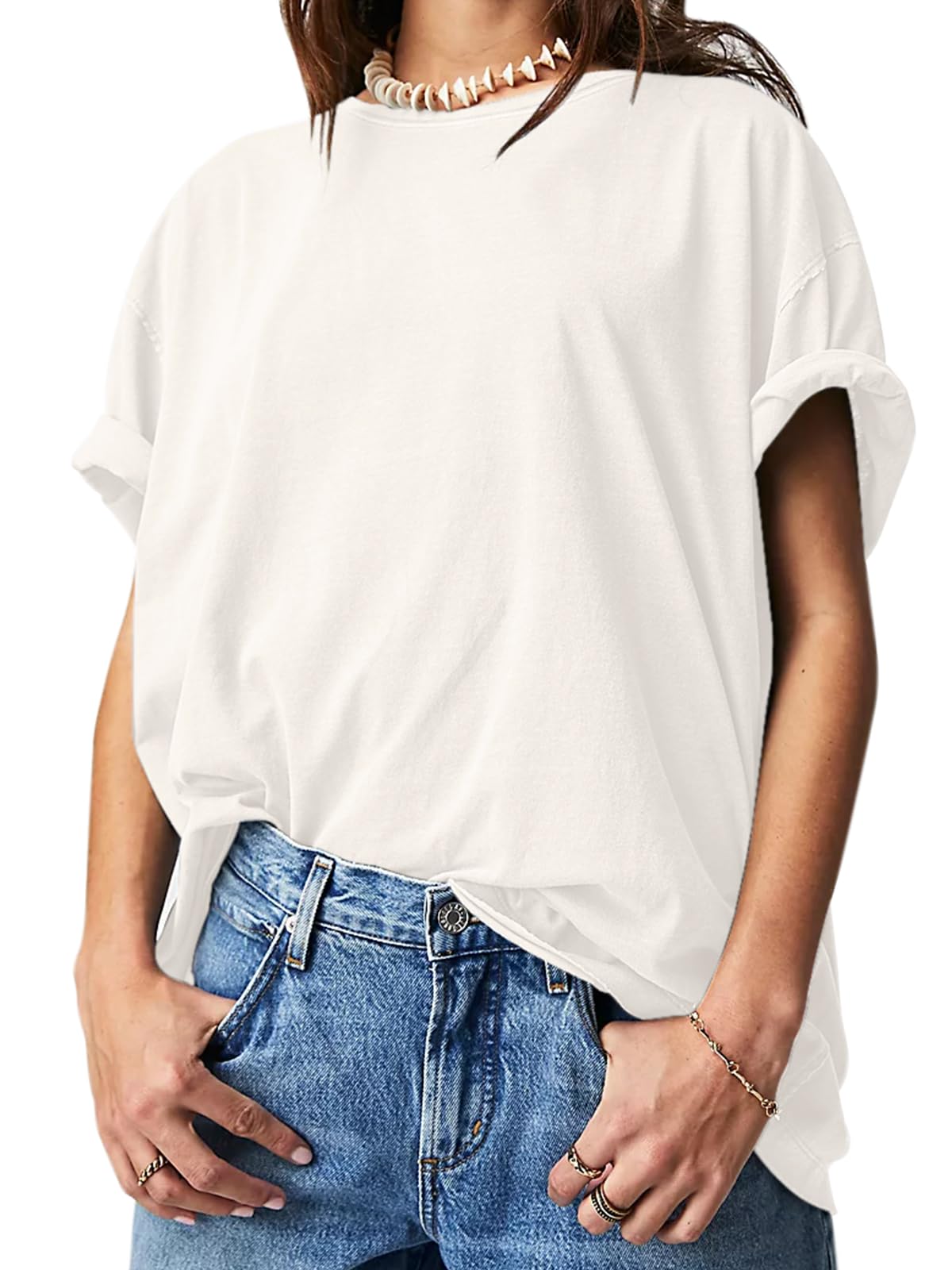 Womens Tops Casual Trendy Summer Short Sleeve Shirts Basic Top Boxy ...