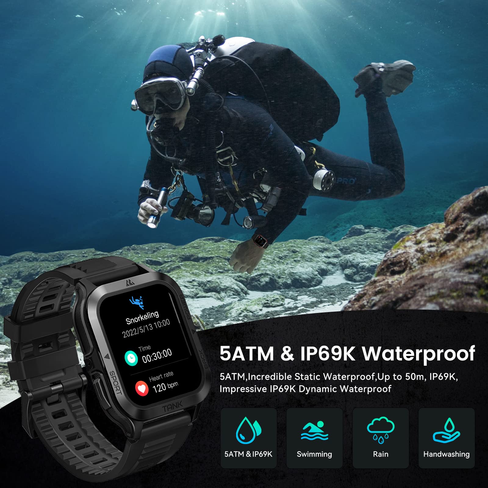 Mua AMAZTIM Smart Watch, 60 Days Extra-Long Battery, 50M Waterproof ...