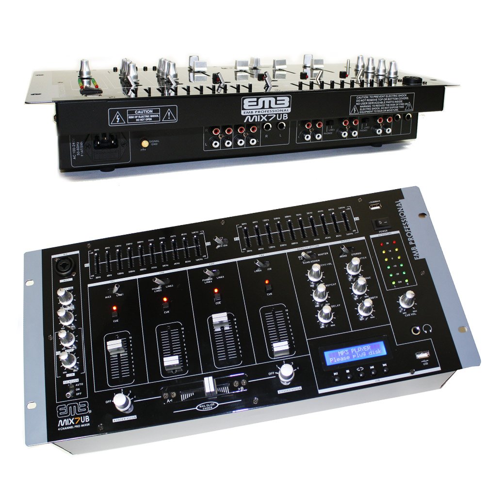 EMB MIX7UB 19" Rack Mount 4 Channel Professional Mixer w/USB ...