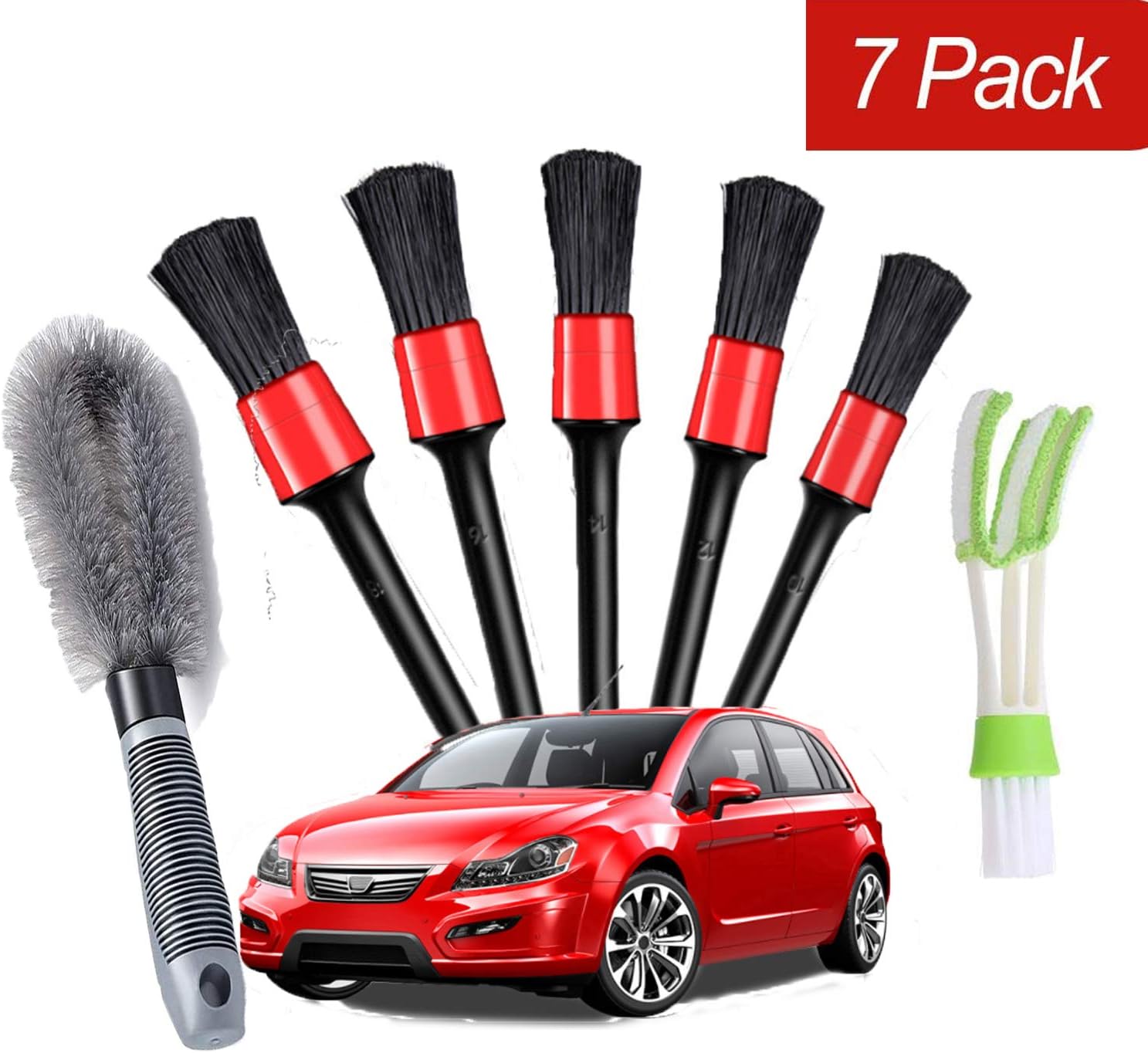 Car Detailing Brushes Set, 7Pcs Automotive Detail Cleaning Brushes Auto ...