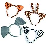 Amazon.com: 16 Piece Animal Jungle Safari Headbands Zoo Cartoon Plush ...