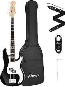 Donner DPB-510B Full Size 4 String Electric Bass Guitar Black with bag ...
