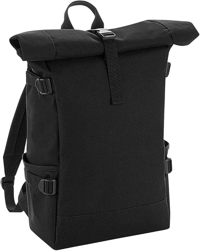 Amazon.com: BagBase Block Roll-Top Backpack (One Size) (Black/Black): Clothing
