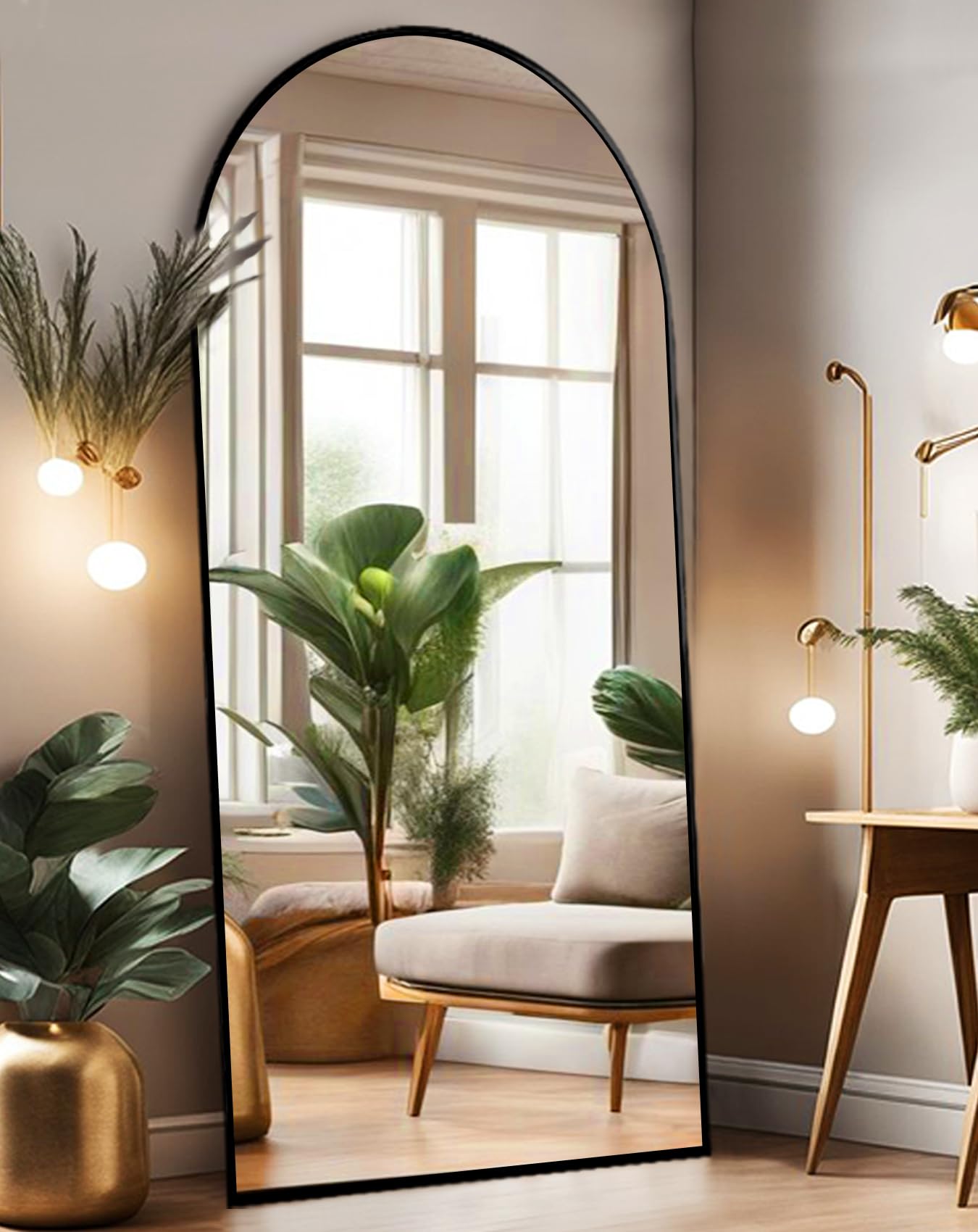 ITSRG Floor Mirror, Full Length Mirror with Stand, Arched Wall Mirror ...