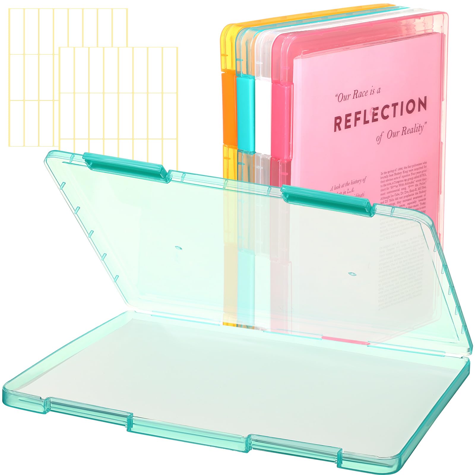 Affrolling 4 Pack A4 Paper Organizer Box File Box Plastic Paper Storage ...