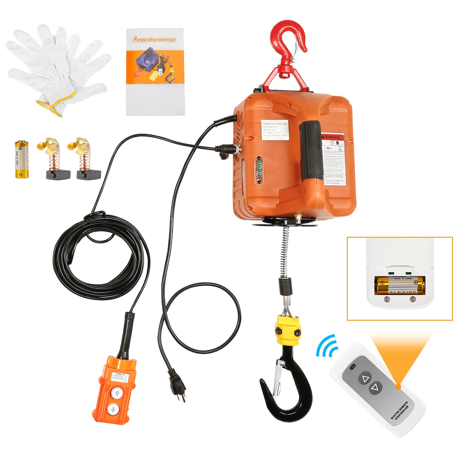 BEAMNOVA 3 in 1 Portable Electric Hoist 110V Wireless Remote Control ...