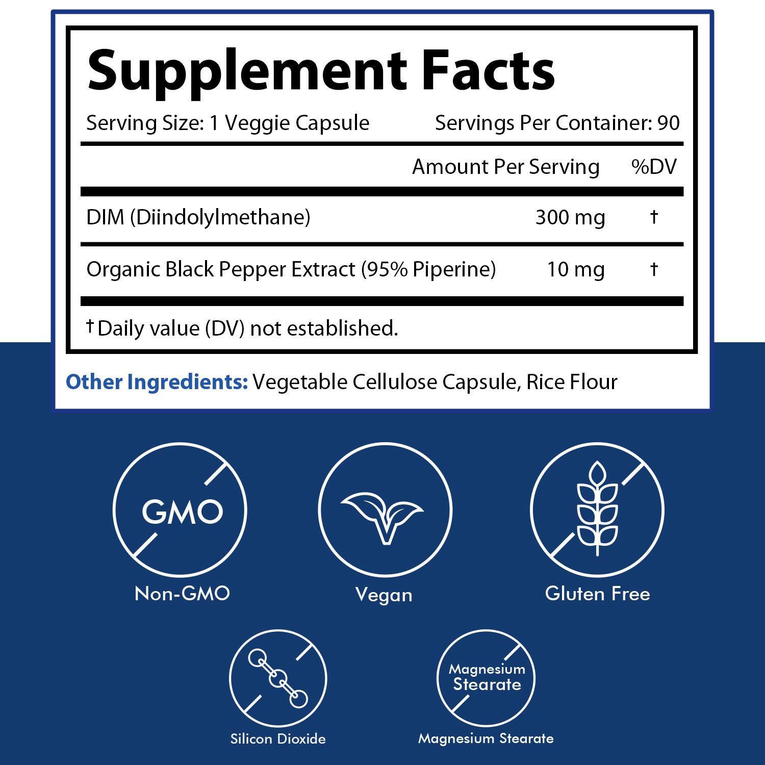Vitamistic DIM Supplement 300mg Natural and Plant-Based, 90 Veggie Caps ...